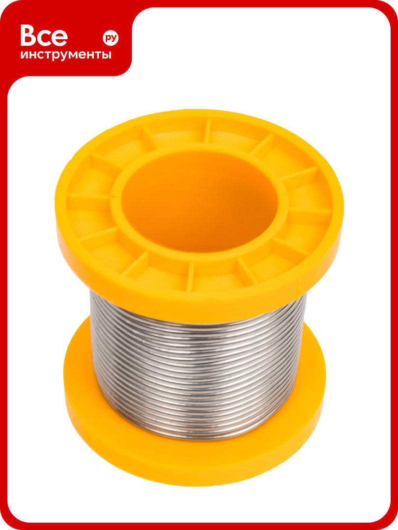 Припой AMPERIN ПОС-61 диаметр 1.5 мм, мягкий сплав Sn61/Pb39 с канифолью, подходит для пайки меди, алюминия и латуни