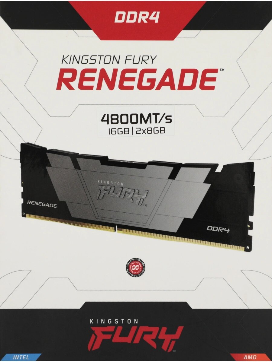 Память DDR4 2x8GB 4800MHz Kingston KF448C19RB2K2/16 Fury Renegade Black RTL Gaming PC4-38400 CL19 DIMM 288-pin 1.5В kit