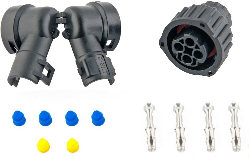 Разъём байонет четырехконтактный TE PARTS 7810469 Mercedes Daf Iveco, CPC ответная часть 7802781, комплектация: 4-pin, 4 уплотнения, 2 заглушки, защитный кожух