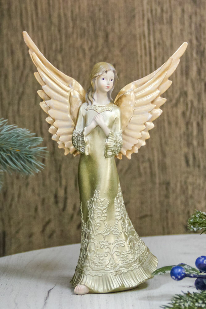 Декоративная фигура ангел ария, полистоун, 18 см, Дю Эссе Кристмас (Due Esse Christmas) XNA22015831-2
