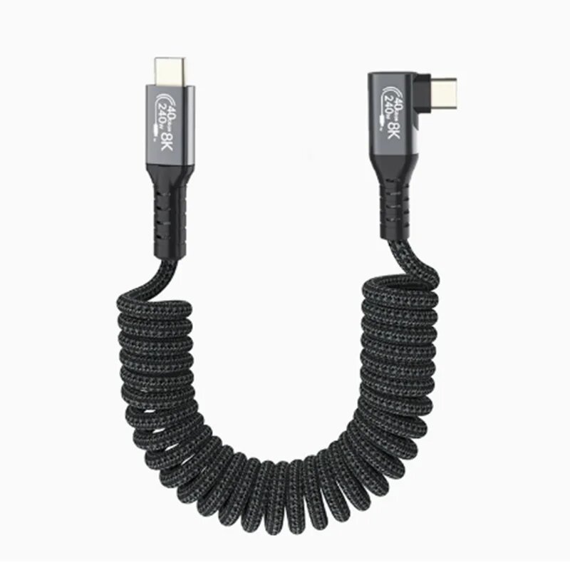 CableCC USB 4.0 Type-C кабель косичка, черный, 40 Гбит/с, 240Вт