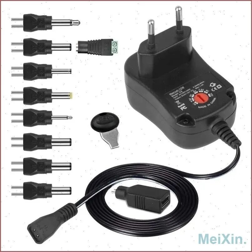 Регулируемый адаптер питания 12W 3V 4.5V 5V 6V 7.5V 9V 12V для светодиодов, EU