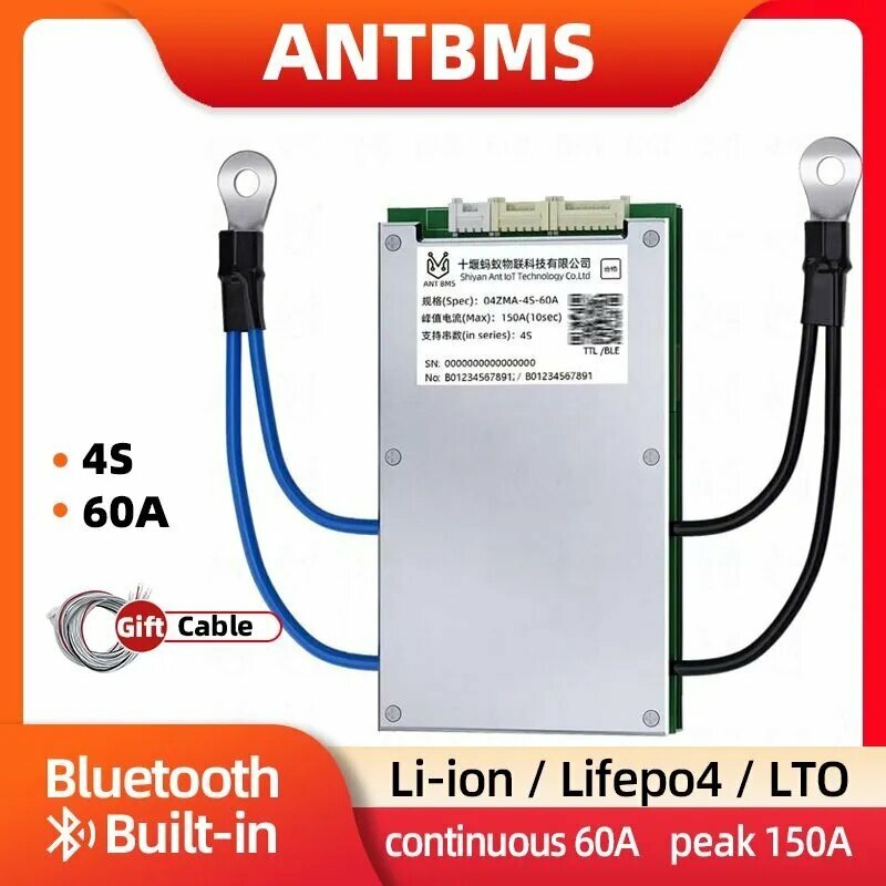 ANT SMART BMS 4S Li-ion Lifepo4 LTO аккумулятор 12V 60A 110A 130A 400A 150A 1000A Bluetooth встроенный смарт-баланс порта