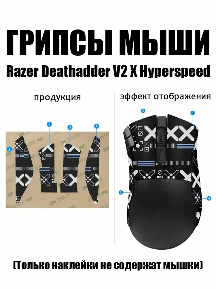 Грипсы для мыши Razer Deathadder V2 X Hyperspeed / Противоскользящие накладки и наклейки для игровой мыши