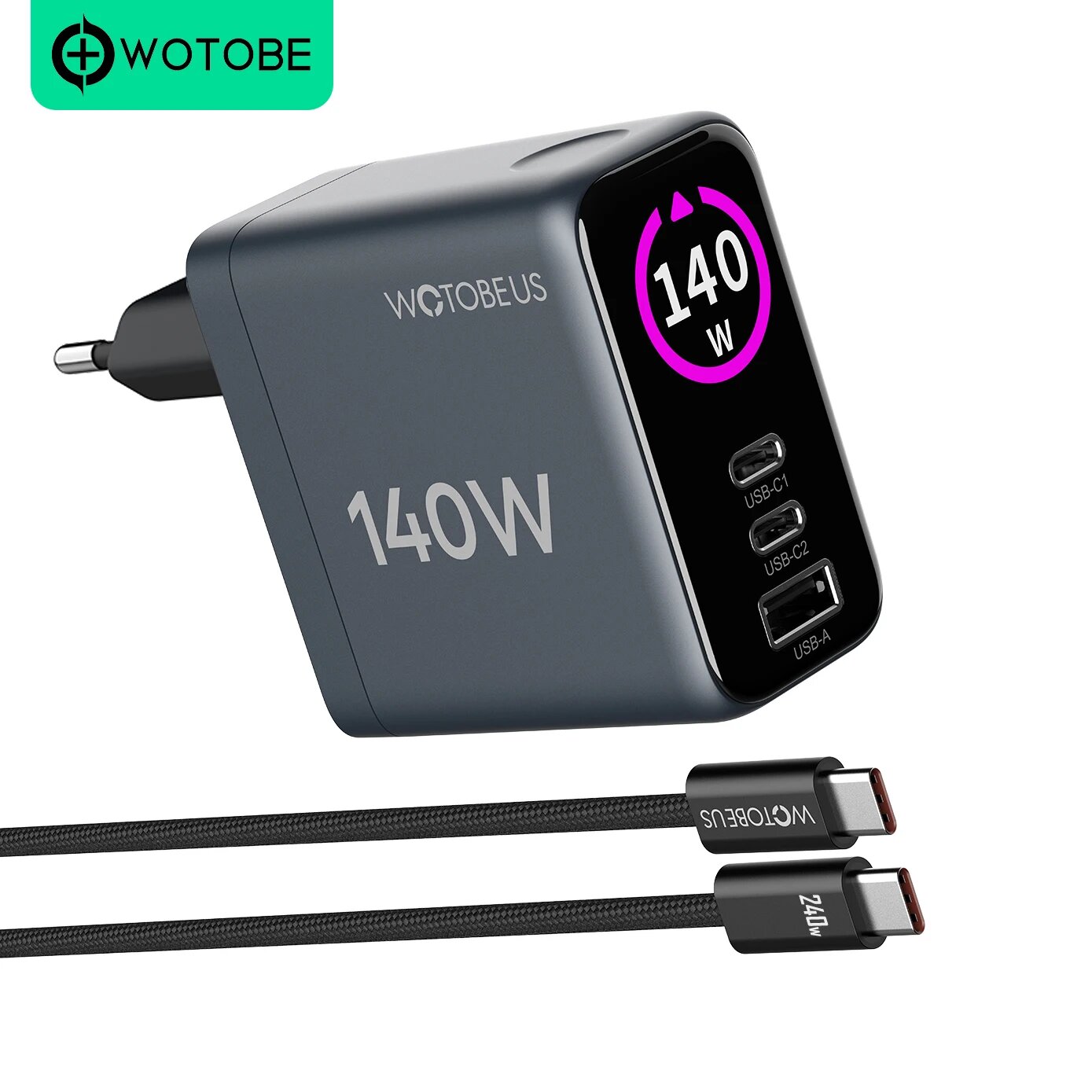 Зарядное устройство 140W EU, USB C, 240W кабель