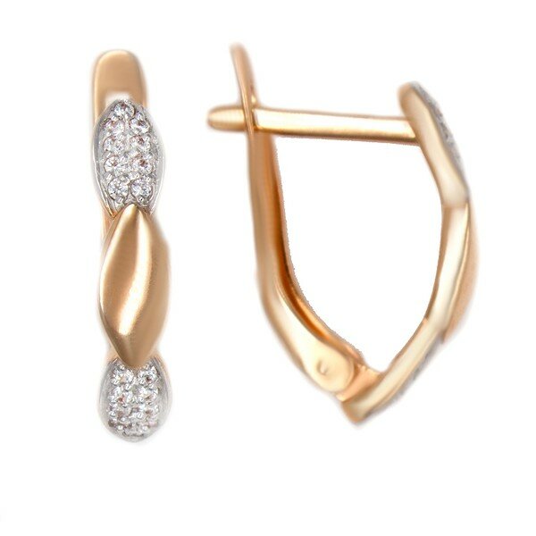 Серьги, красное золото, 585 проба, фианит