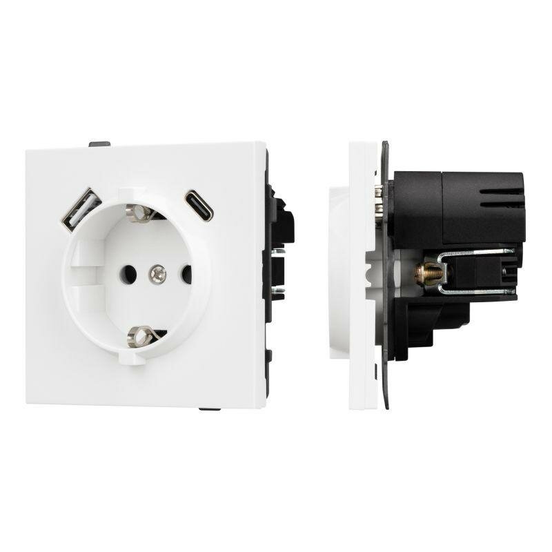 Розетка 1-м СП SCT-TENDO-MUAC-PL-WH 16А IP20 230В с USB зарядкой механизм Arlight 054086