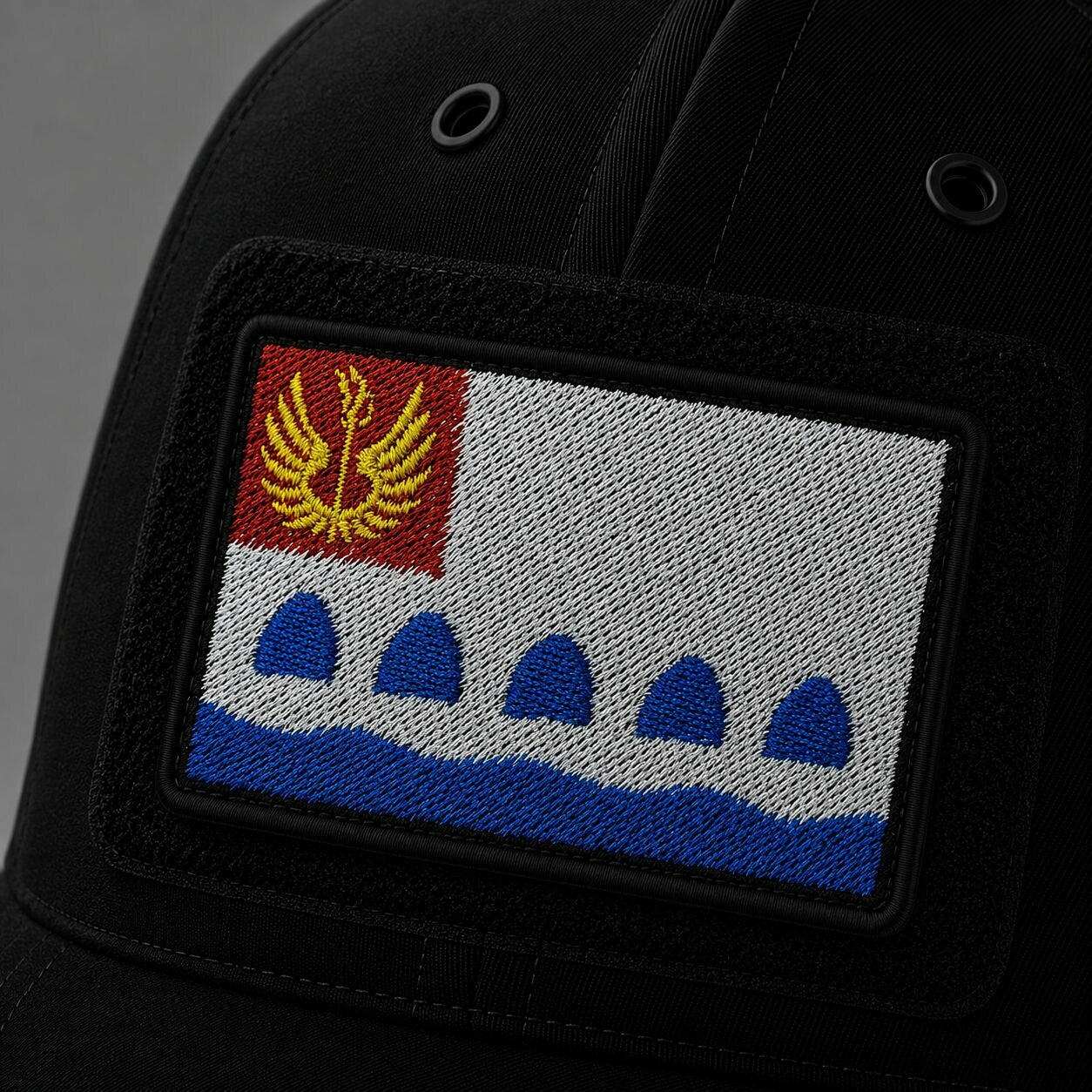 Нашивка, патч, шеврон на липучке "Флаг Волхова" 70x45mm PTC715