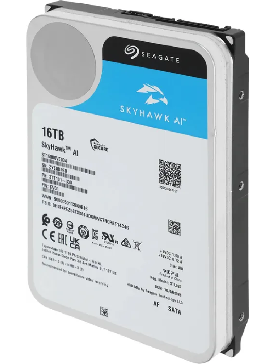 Жесткий диск 16TB SATA 6Gb/s Seagate SkyHawk AI ST16000VE004 7200rpm, 512MB