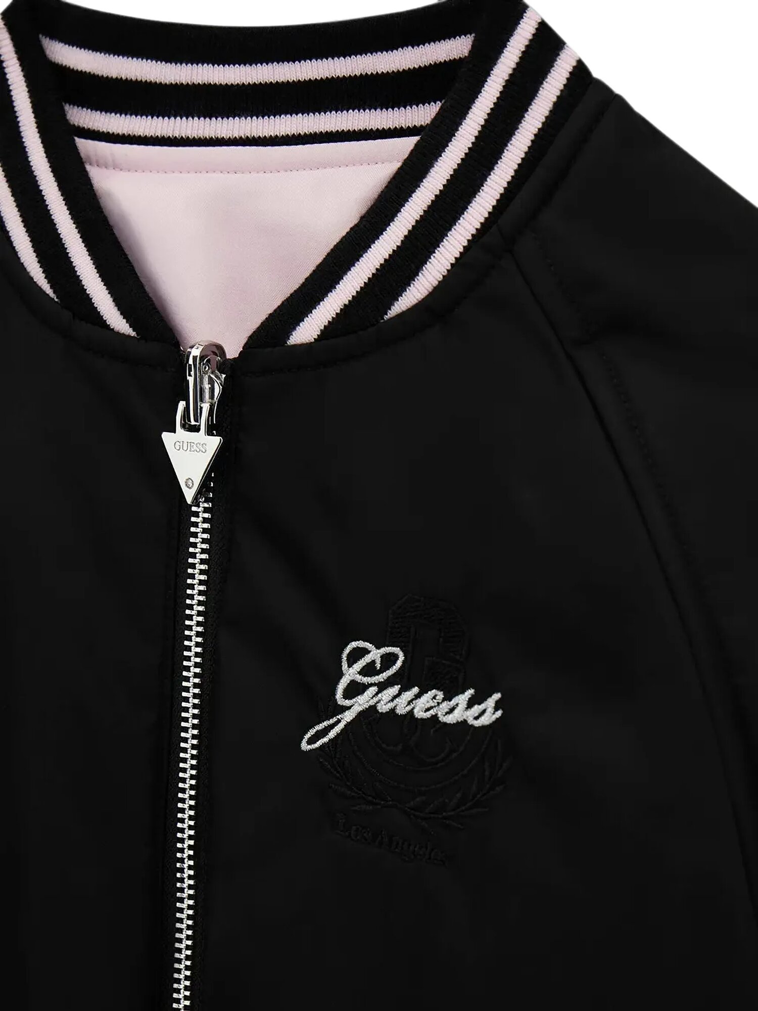 Куртка GUESS Reversible logo-embroidered jacket, размер 8 лет, черный/серый металик — фото 1