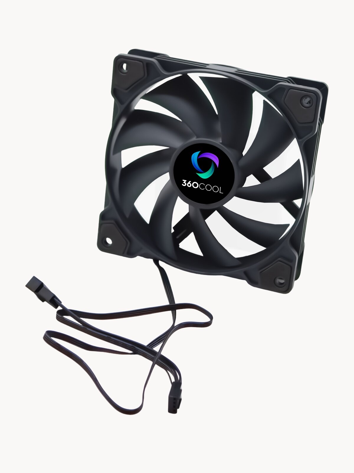 Кулер (вентилятор) 360COOL для корпуса компьютера 120мм, подключение к ПК через 4-pin PWM, длина кабеля 50см, черный