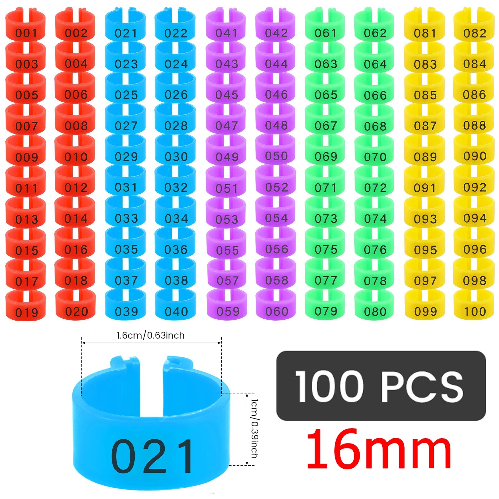 Пластиковые кольца для куриных лапок 100 шт. 100pcs 16mm