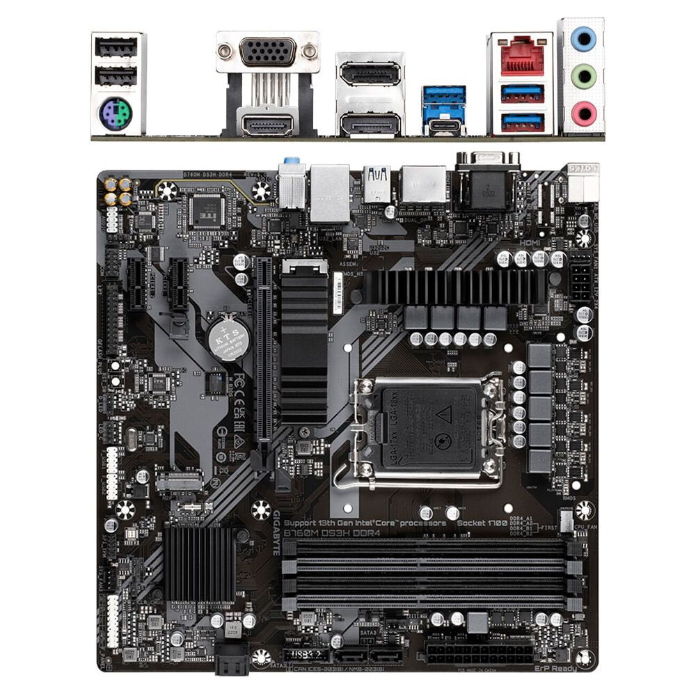 Материнская плата Gigabyte B760M DS3H, форм-фактор microATX, DDR4