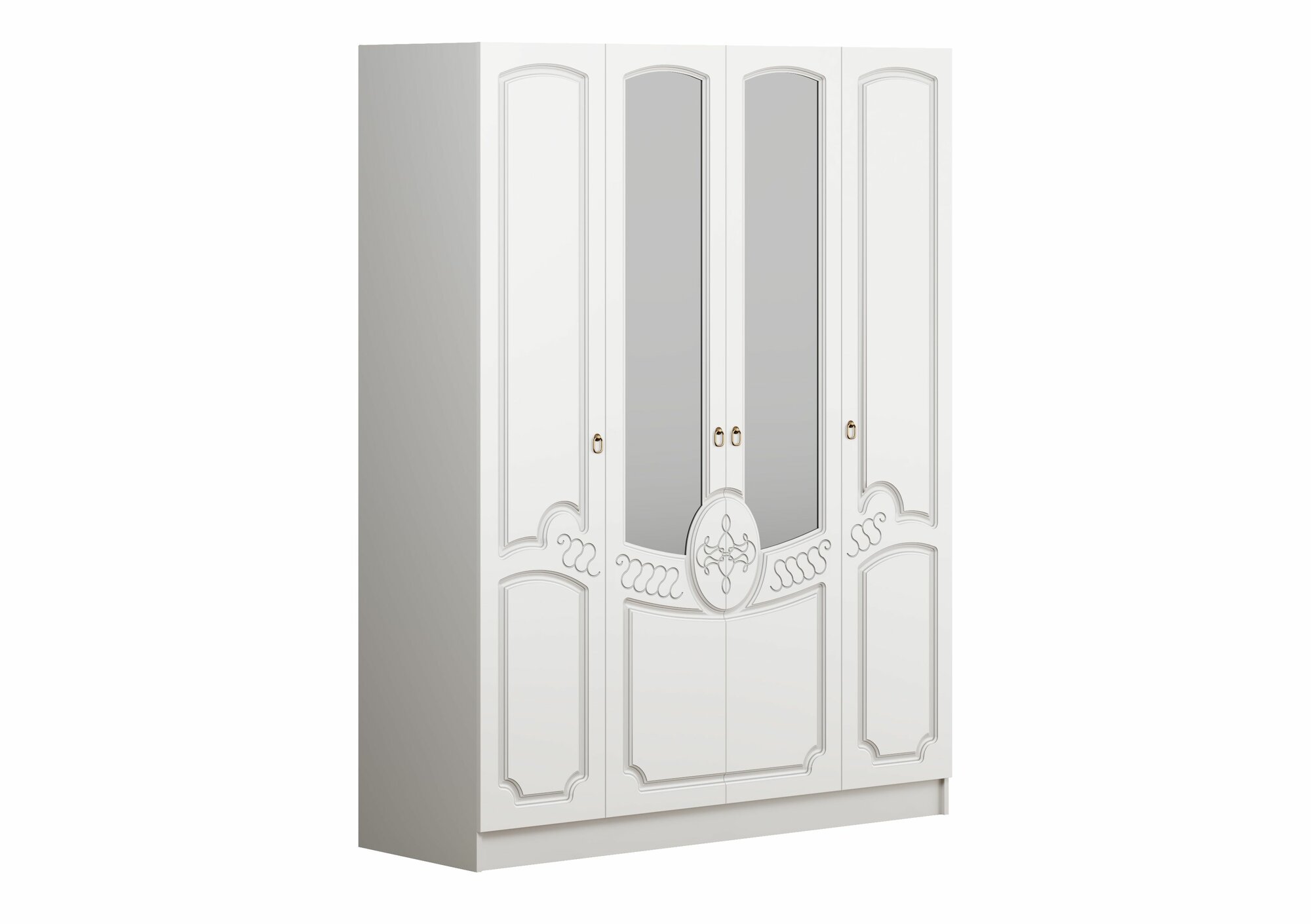 Каролина Шкаф 4-х ств (Белый глянец, белый) (Миф)