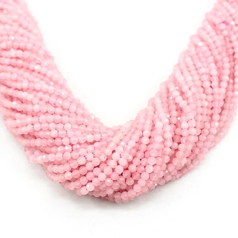 Натуральный полудрагоценный камень Рейки Исцеляющий кристалл Розовый кварц Граненый бисер 3 мм Изготовление ювелирных изделий DIY Браслет Ожерелье Подарок 38 см