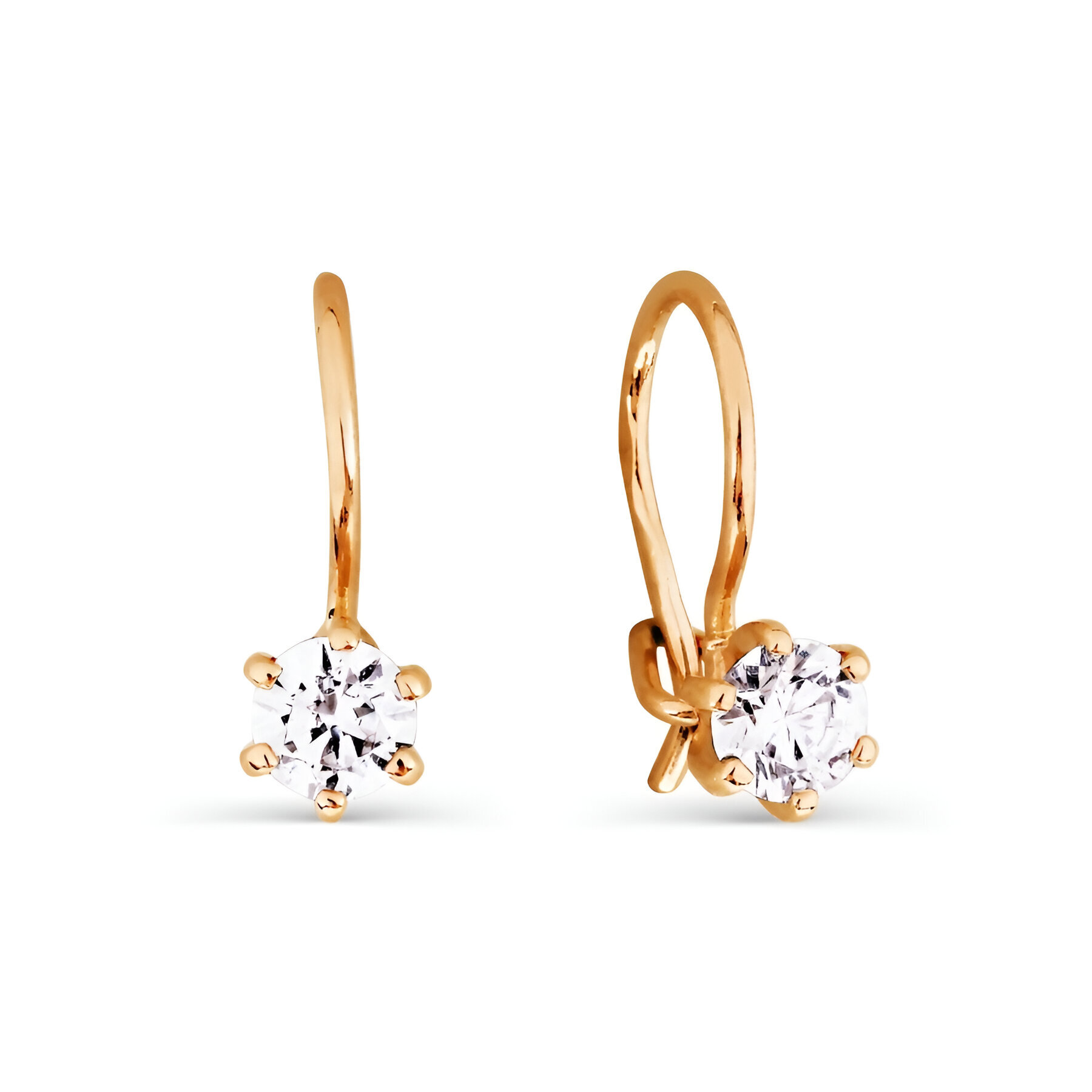 Серьги, красное золото, 585 проба, фианит