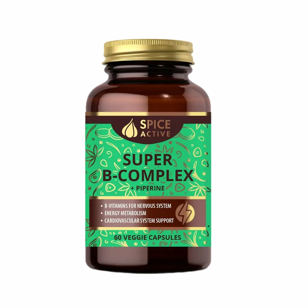 Спайс Актив/Spice Active Комплекс витаминов группы В с пиперином / Super B-Complex + Piperine капсулы массой 545 мг 60 шт