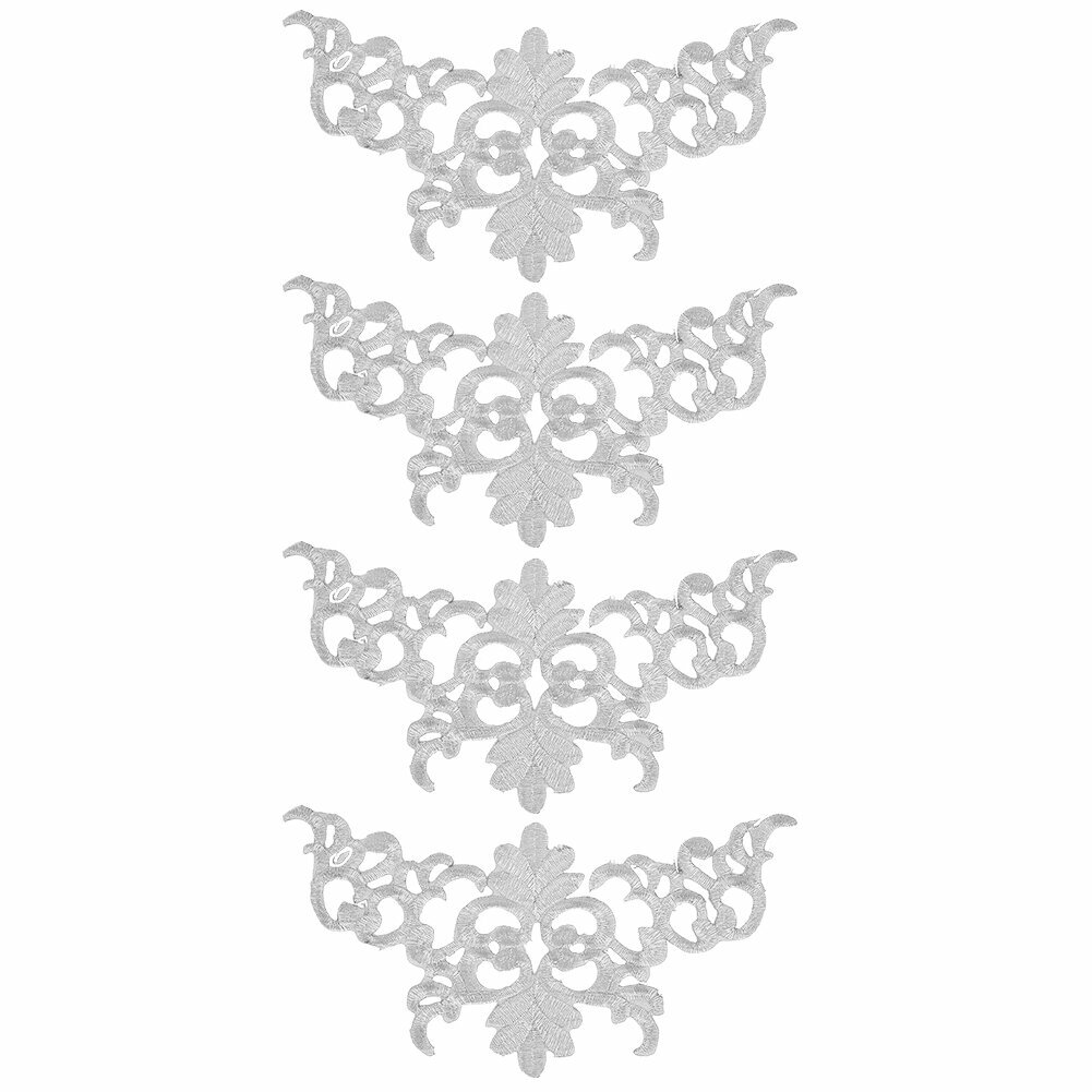 4 шт. вышитые нашивки для шитья ткани, наклейки, аппликации, ремесла, украшения, аксессуары для одежды (в форме пагоды; серебристый)