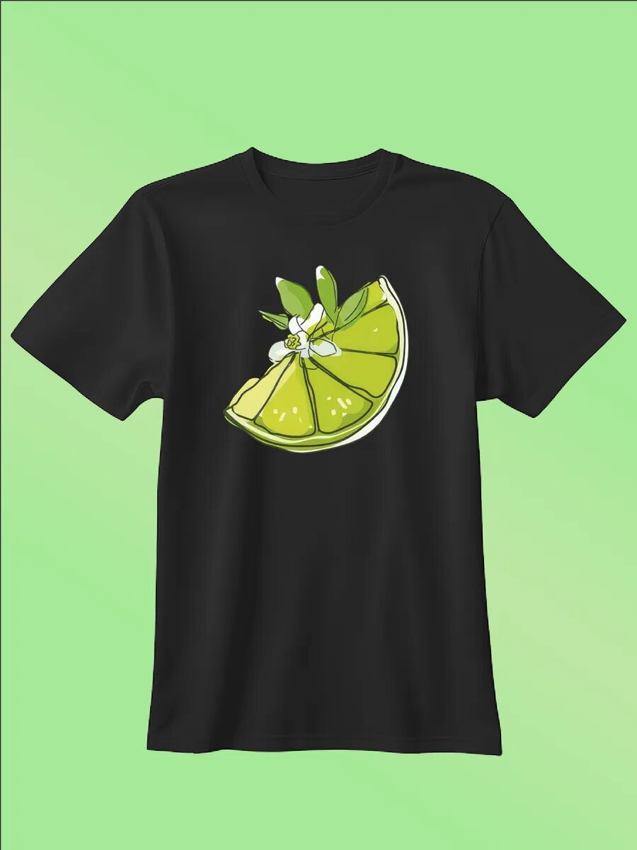 Футболка абстракция лимон лайм