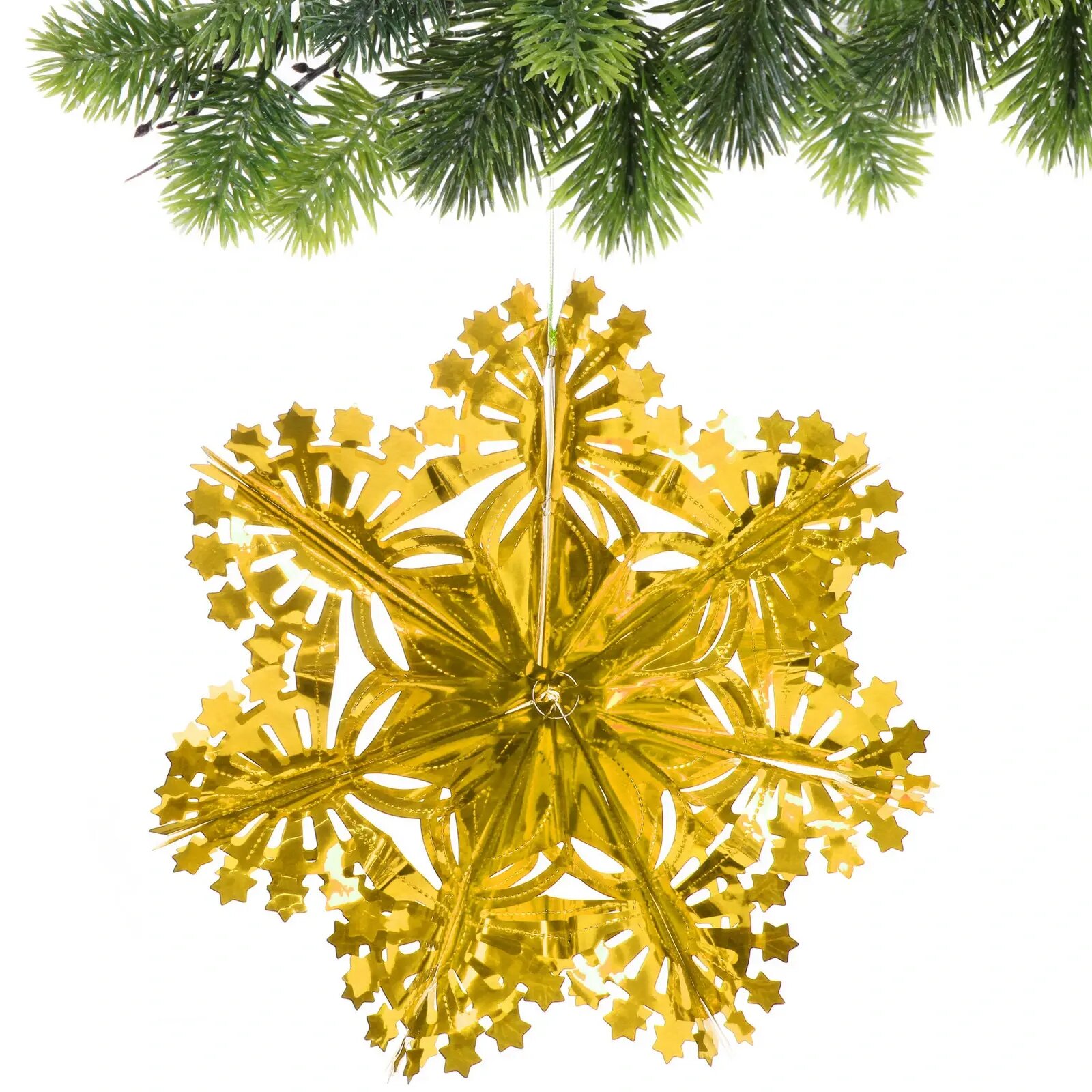 Украшение фольгированное «Сказочная снежинка» d-30 см, золотое, для новогоднего декора