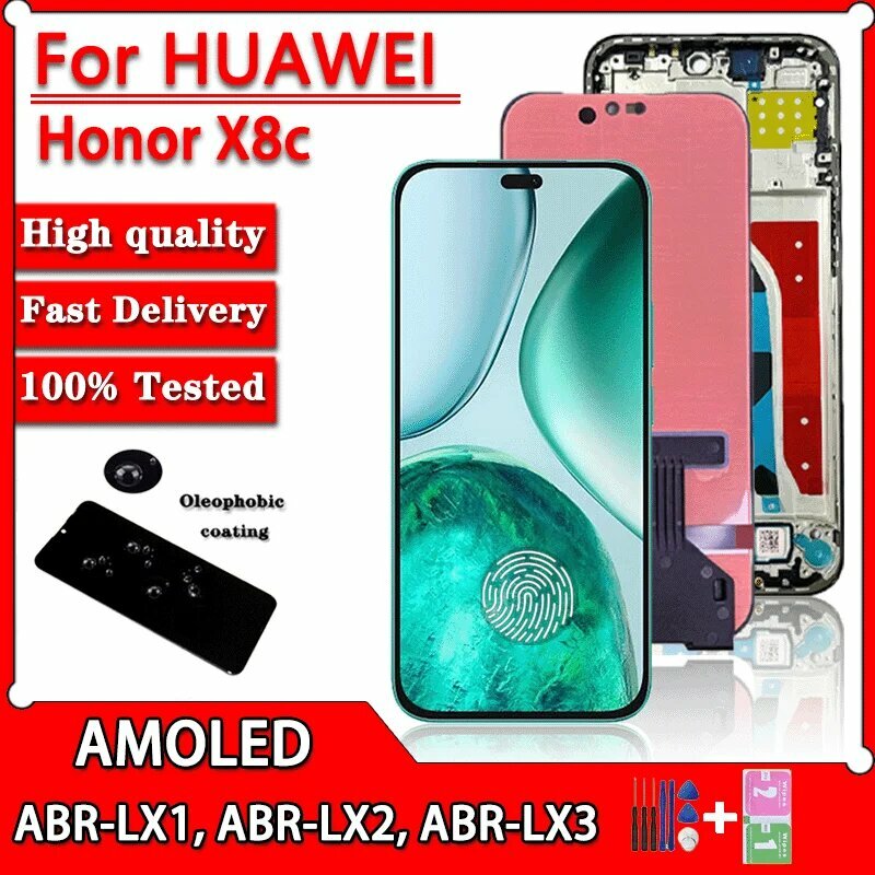 ЖК-экран X8C для Huawei Honor X8c ЖК-дисплей ABR-LX1, LX2, LX3, дигитайзер сенсорного экрана в сборе с запасными частями в рамке Black NO Frame