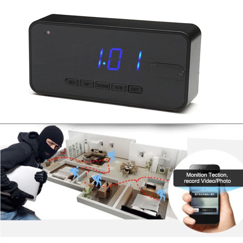 Мебель 1080P HD/VGA PIR Caché Hidden Réveil Caméra Horloge Capteur de mouvement 64 ГБ новинка новинка