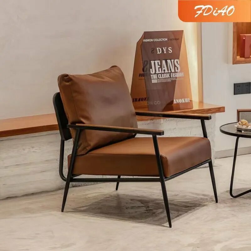 Стул Одноместный стул высокого класса/ кресло для отдыха/ односпальный диван/ кресло для кофейни/кресло из кованого железа, 1 шт.