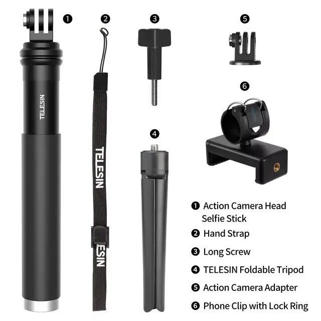 Штатив-монопод TELESIN для GoPro, DJI, смартфонов With Plastic Tripod