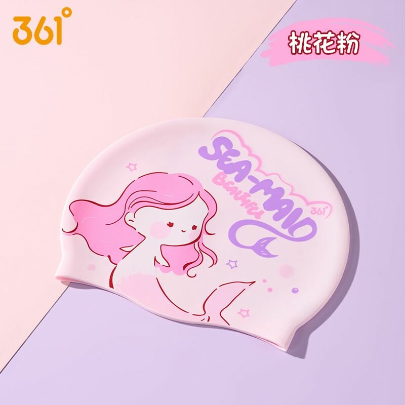 Шапочка для плавания 361 Русалка розовая силиконовая маленькая детская для бассейна на обхват головы 48-54