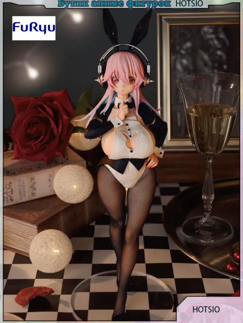 Аниме фигурка FuRyu BiCute Bunnies Super Sonico вечернее платье + ушки кролика 30 см