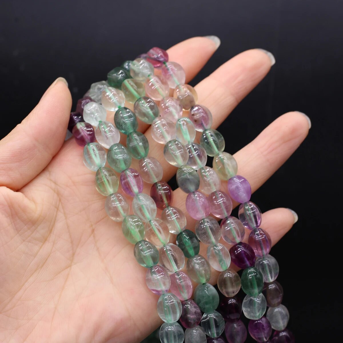 20 см бусины из натурального камня тыква фиолетовый флюорит свободная прокладка из бисера для изготовления ювелирных изделий своими руками ожерелье браслет аксессуары 7x11 мм