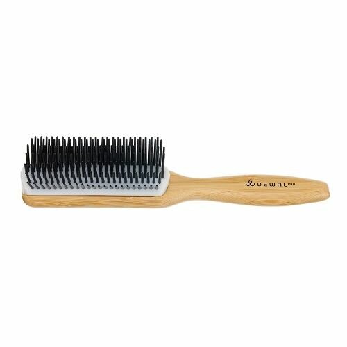 Щетка массажная DEWAL BAMBOO, деревянная, нейлоновый штифт, прямоугольная 7 ряд.