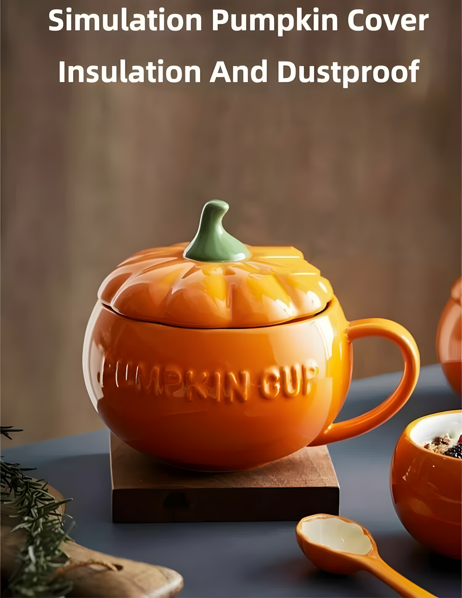 Кружка заварочная "Тыква с ложкой", керамика, светло-желтая, 350мл