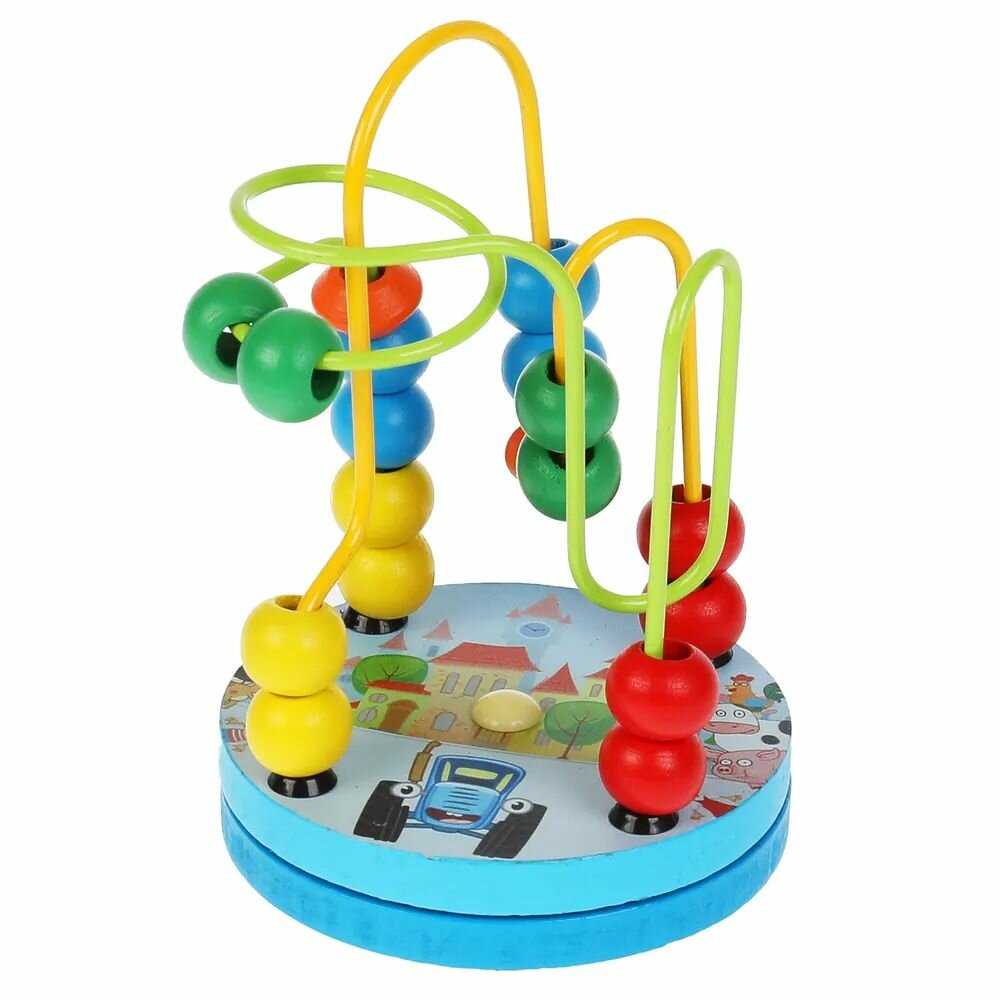 Игрушка деревянная синий трактор лабиринт Буратино в кор.100шт