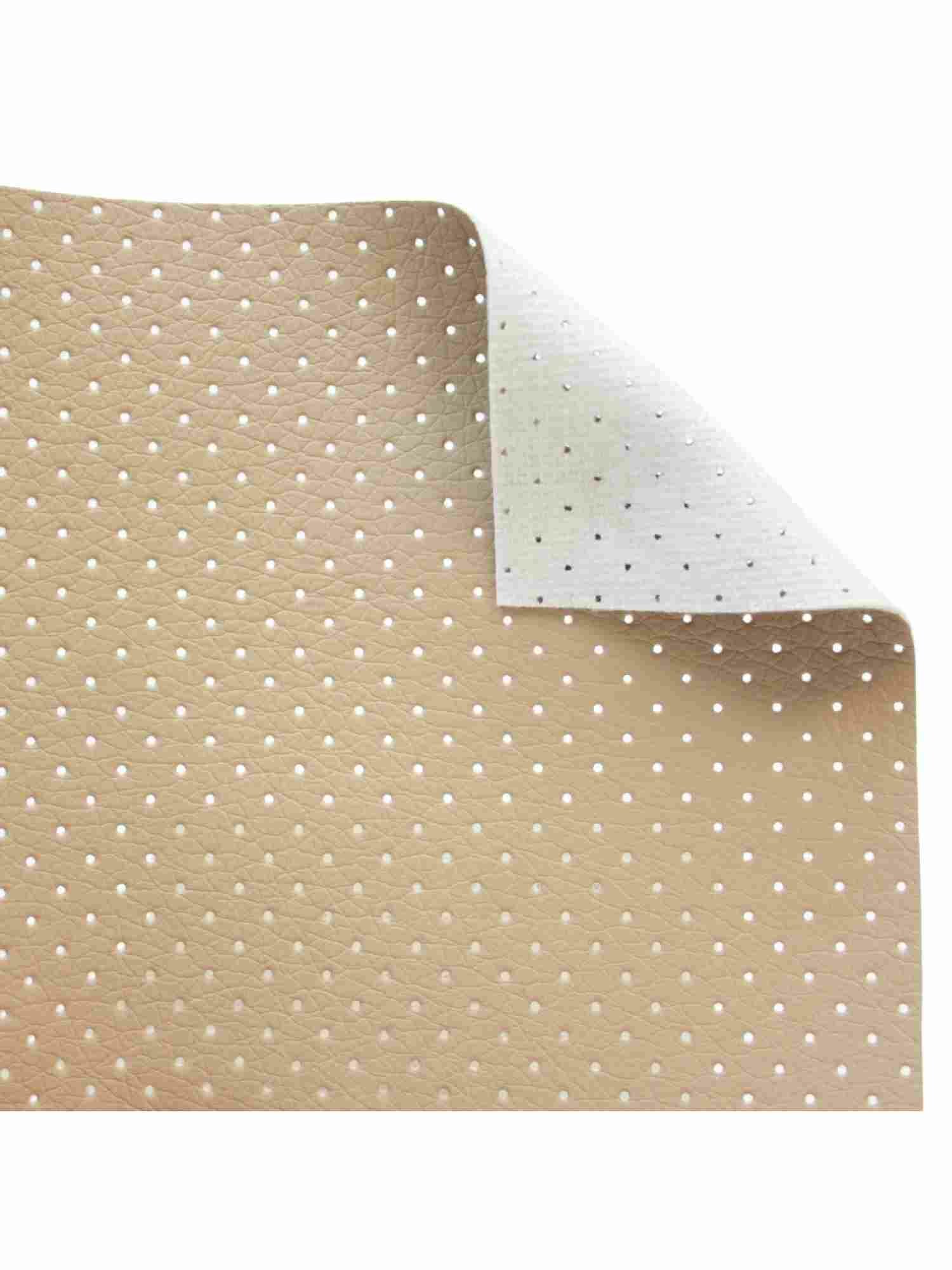 Экокожа «Орегон» (бежевая, ширина 1,4 м, толщина 0,85 мм.) перфорированная belais #9891