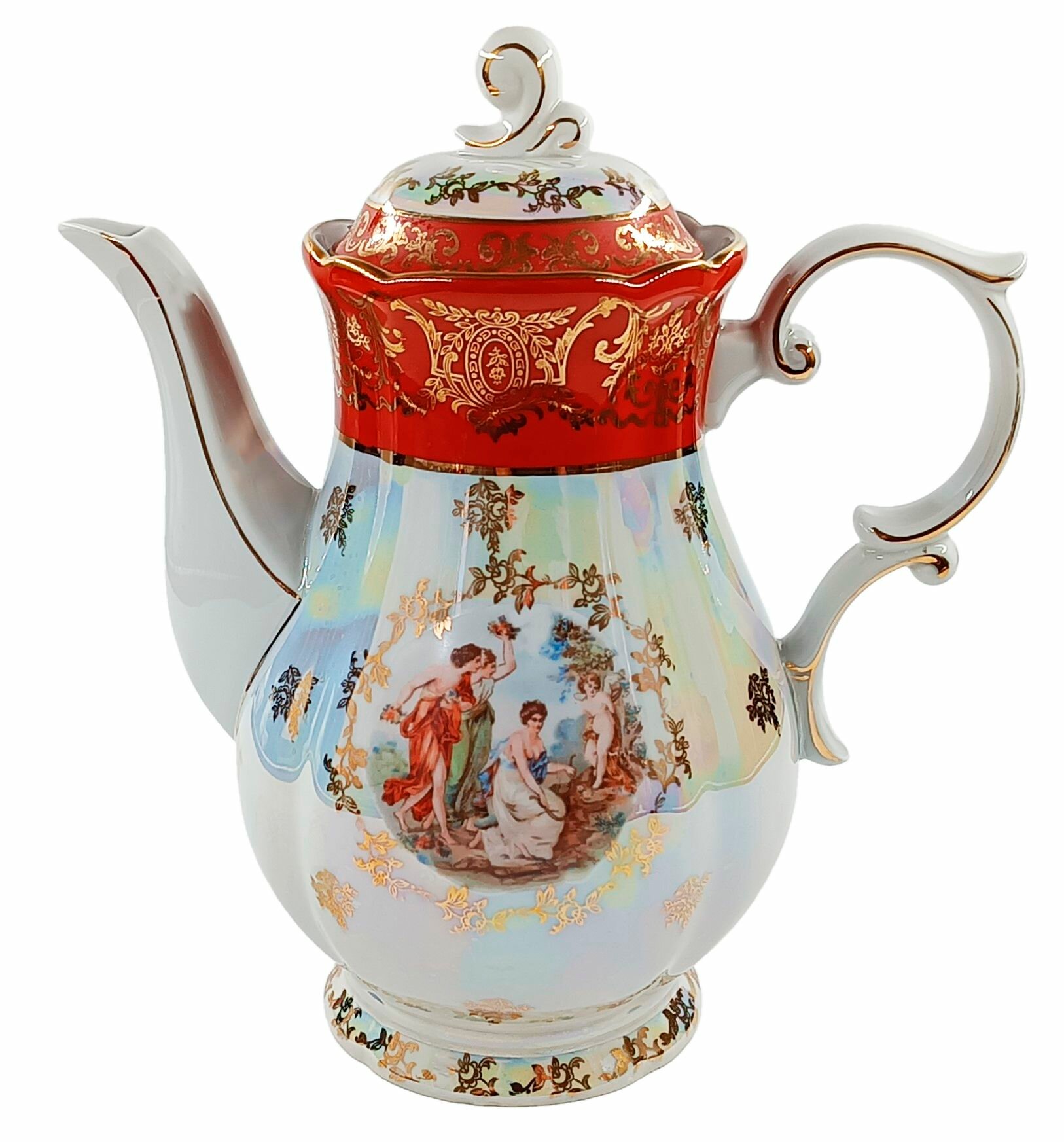 Кофейник винтажный "Мадонна красная" AAA, 1400 мл, Oscar Schlegelmilch, ГДР, 55-65 гг.