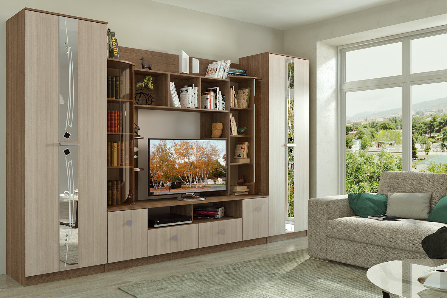 Гостиная Венеция, Ясень шимо светлый, Ясень шимо темный