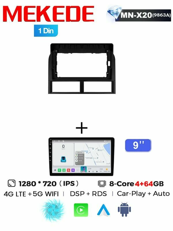 Магнитола 9" Mekede MN X20 Pro 4/64 Gb Jeep Grand Cherokee 2 WJ 1998-2004 carplay