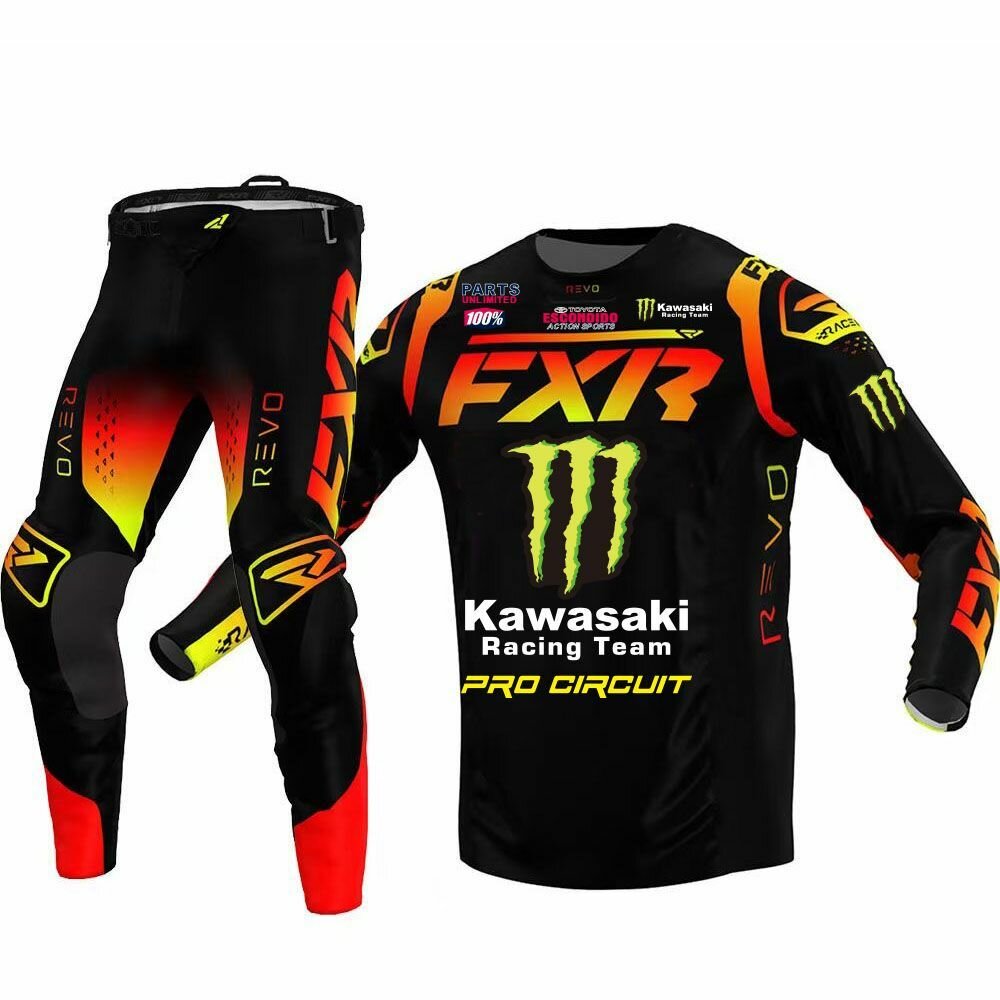 Новый 2023 гоночный костюм FX Kawasak мотокросс Джерси и штаны MX ATV Dirt Bike Gear Set мотоциклетная одежда mtb enduro
