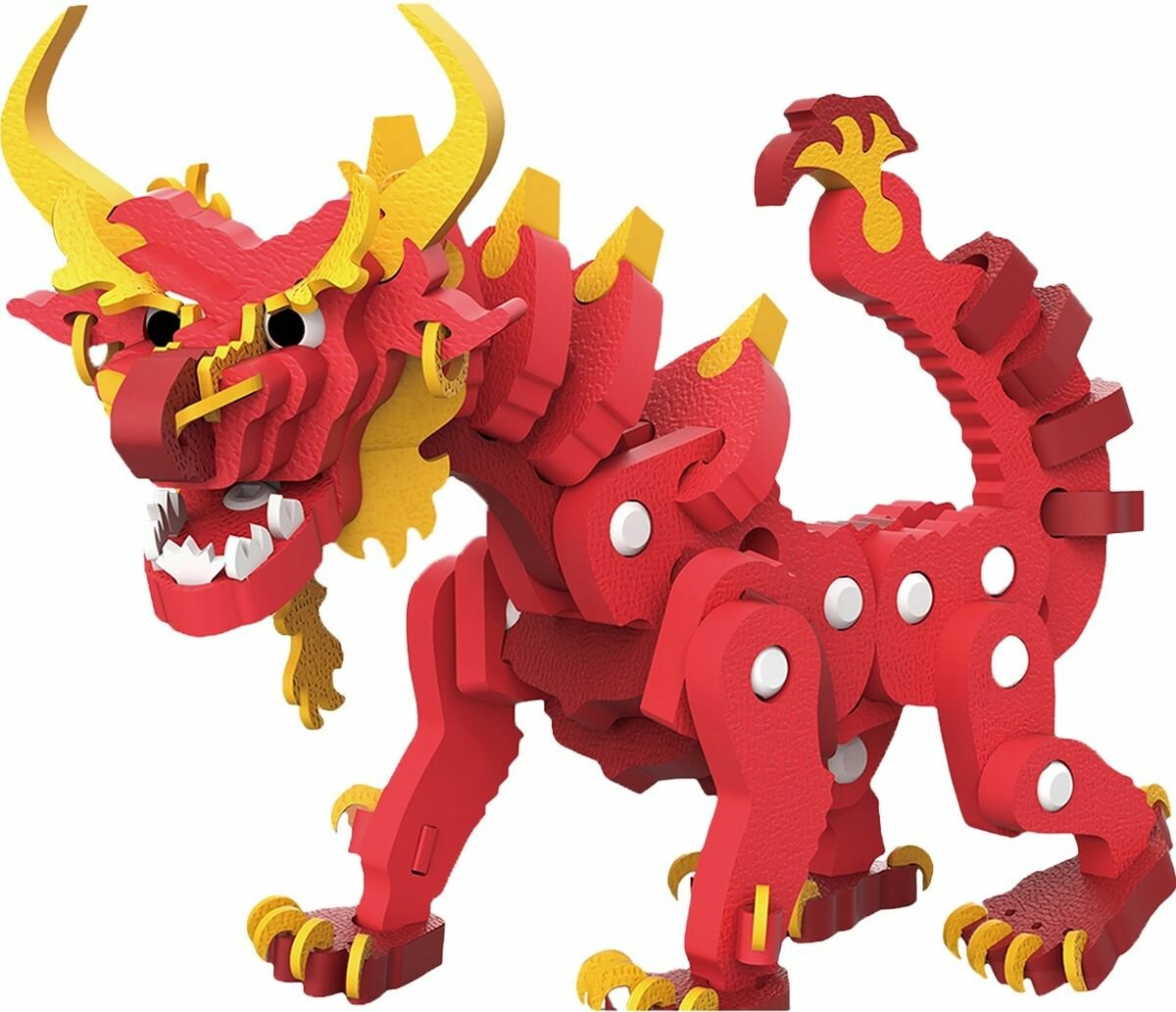 Мягкий игровой конструктор "Огненный дракон" из EVA с подвижными деталями, игрушка для развития воображения и моторики, 99 деталей