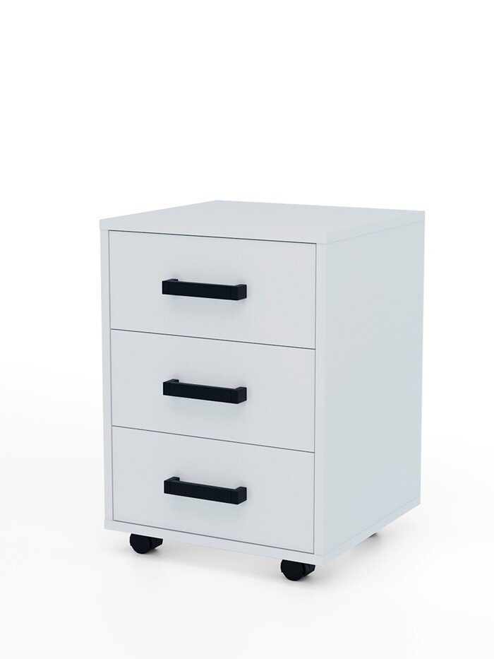 Тумба выкатная «Клик Мебель», на колёсиках, 3 ящика, 420×400×585 мм, цвет белый