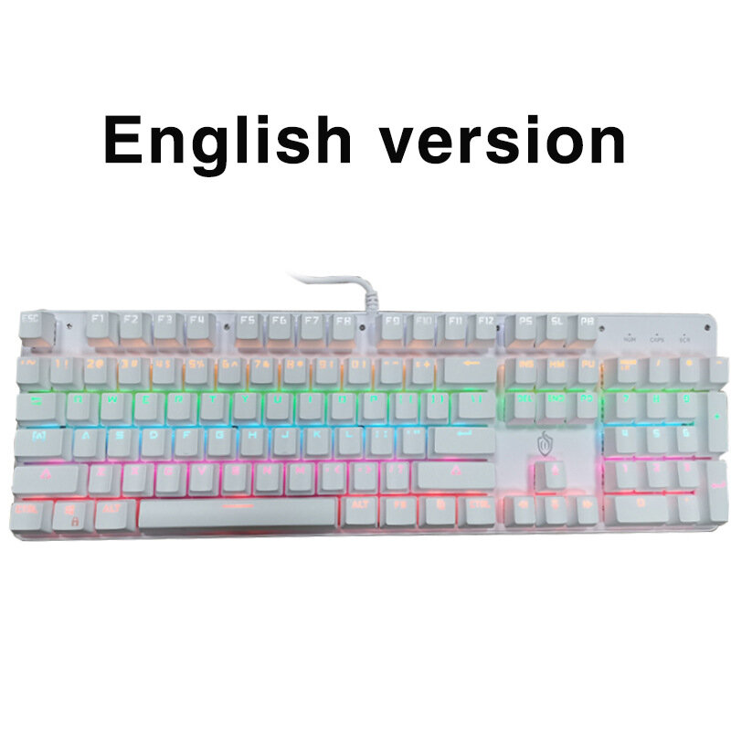 Трансграничный бестселлер: механическая клавиатура 104 с поддержкой тайваньского, тайского и русского языков, с возможностью горячей замены синих переключателей, подходит для офисной работы и игр для девушек.