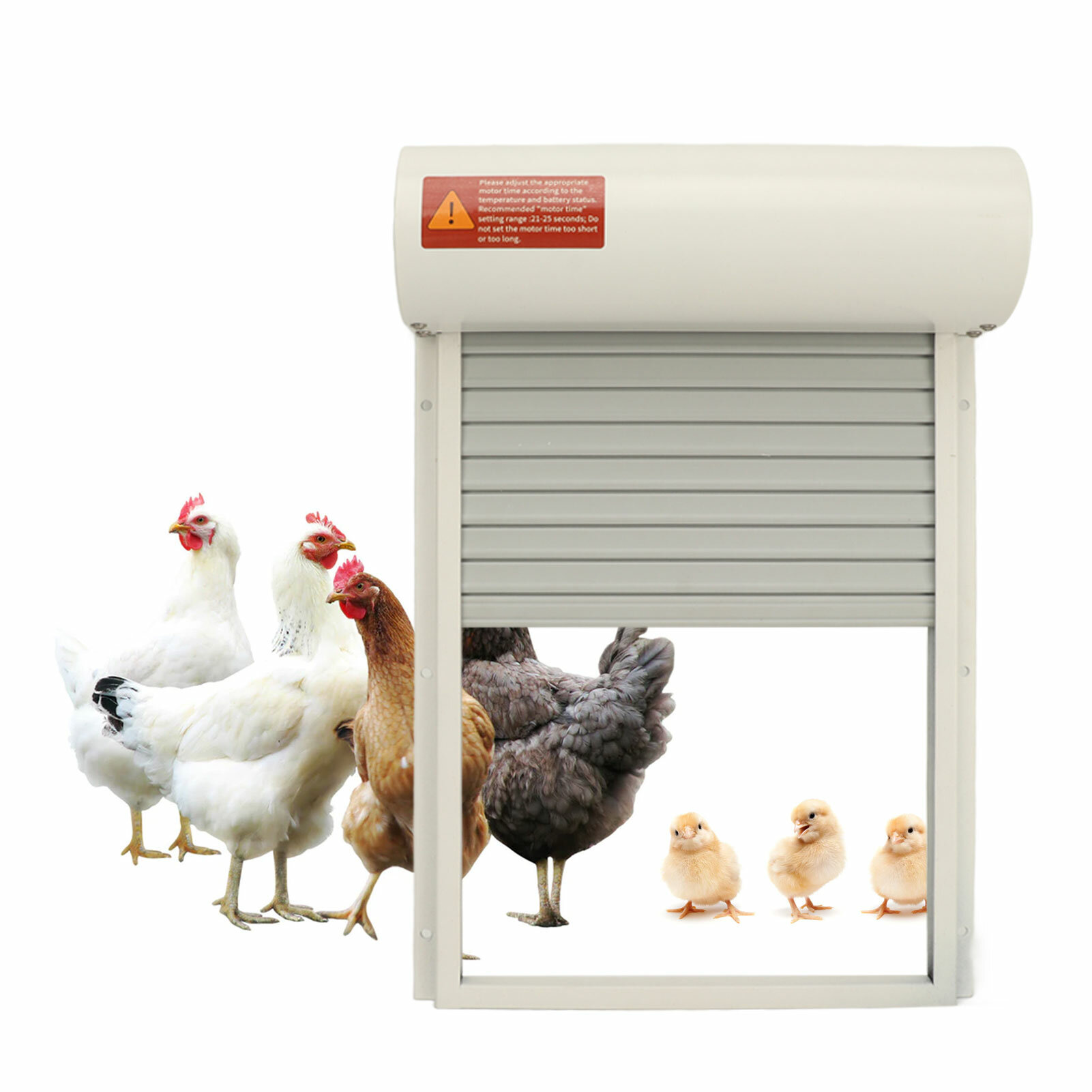 Автоматическая дверь курятника с солнечной батареей, автоматическое открывание дверей курятника с таймером для оборудования для обеспечения безопасности утиной гусиной фермы, белое