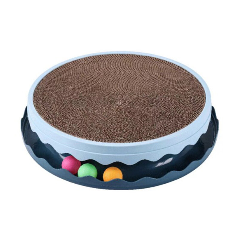 Игрушка-когтеточка для кошек, ПЭТ-смола, двухслойная, износостойкая, большая, просторная, игрушка-когтеточка для кошек с несколькими шариками, M, светло-голубая