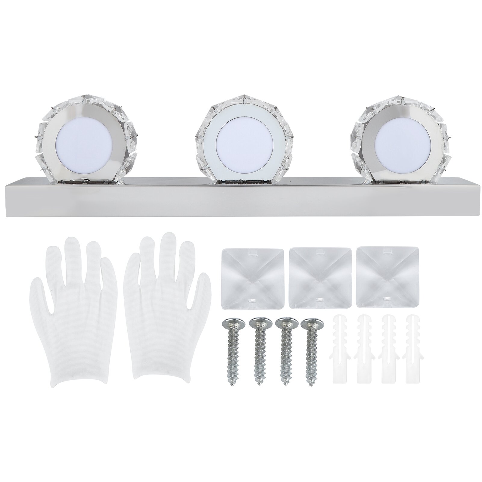 3-световая водонепроницаемая светодиодная зеркальная передняя фара, 85-265 В, 12 Вт, круглые лампы для макияжа для ванной комнаты, энергоэффективная, долговечная