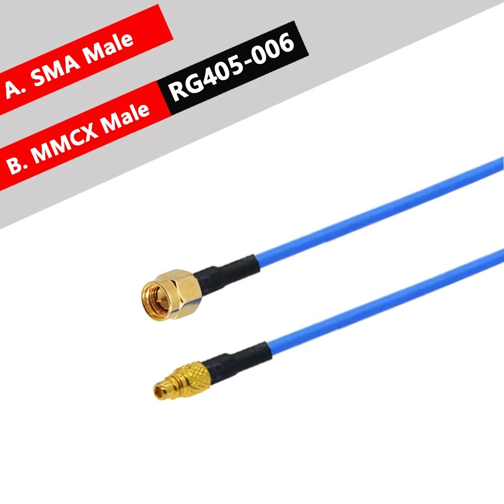 RG 405 кабель SMA male to MMCX/MCX male 5 см 50CM, SMA M to MMCX M
