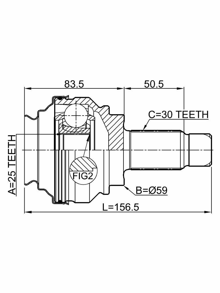 Шрус наружный задний 25x59x30 BMW 1910-X1R FEBEST.