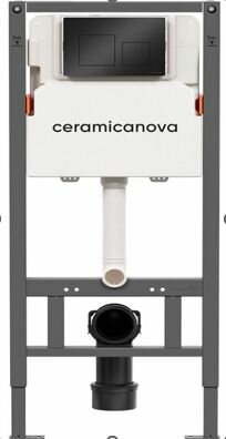 Инсталляция Ceramica Nova Balance 121002MB с унитазом PLAY Rimless CN3001, кнопка Square, черный матовый