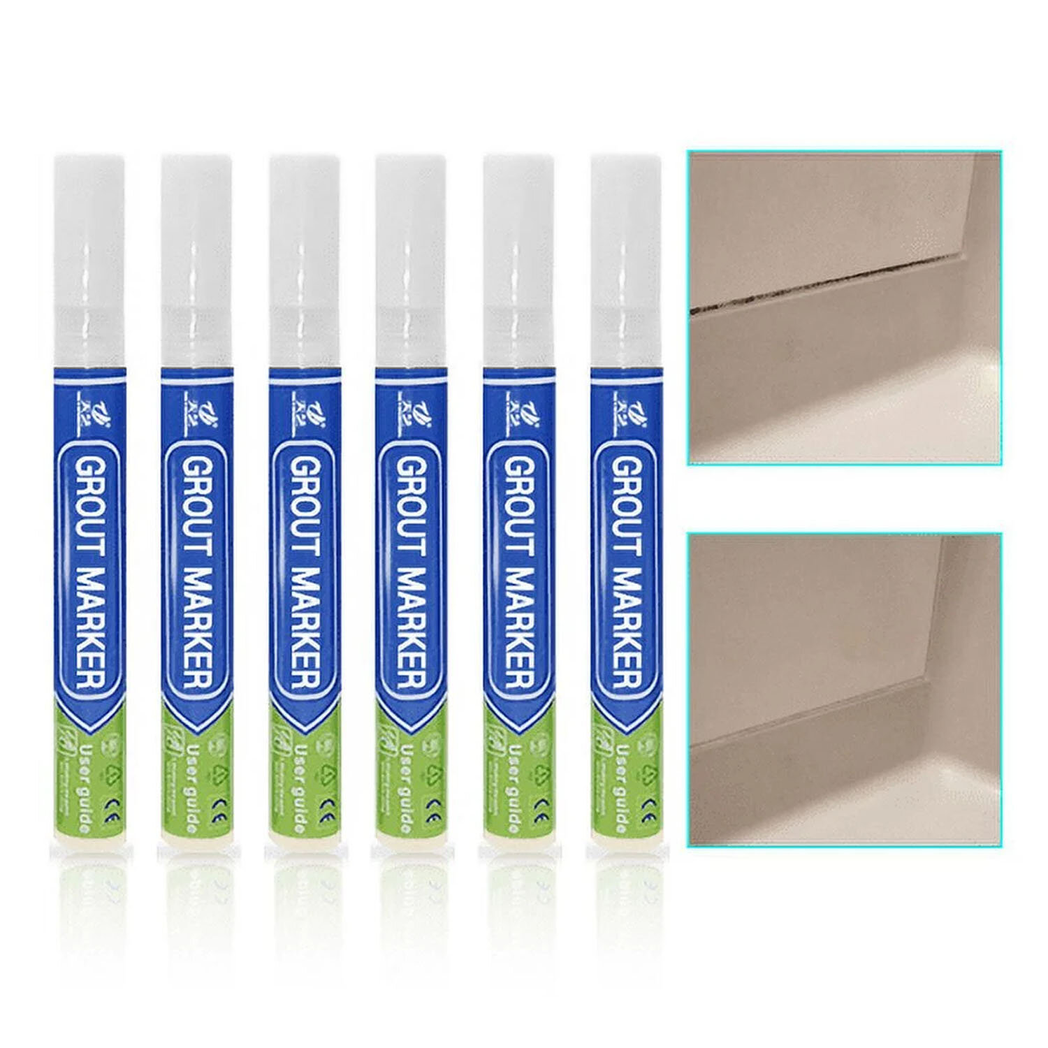 Набор маркеров для реставрации клея для плиток 6 шт (бежевый) водонепроницаемый маркер для восстановления клея для линий плиток стен и пола - узкий 2-5 мм с дополнительной наконечник, тип маркерная ручка, без двусторонней записи, ширина письма 3,0 мм,