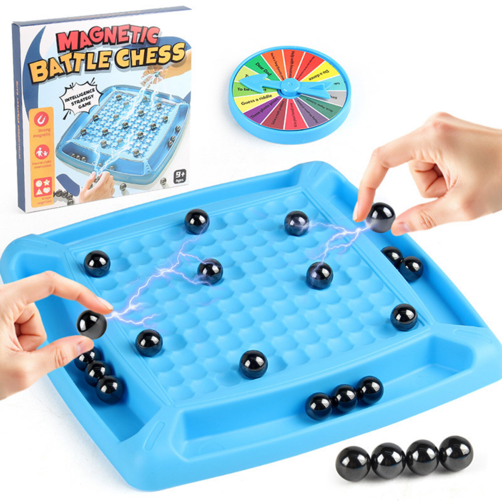 Игровая магнитная шахматная логическая настольная головоломка, Магнитная индукционная шахматы "Шаги по молнии", материал ABS+магнит, вес 262 г, упаковка цветная коробка, возраст 9+ лет, размер упаковки 22.5x2.8x23 см, размер шахматной доски 21.5x21.5x2
